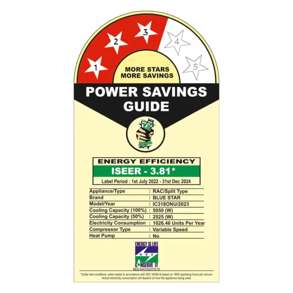 Blue Star 1.5 Ton 3 Star Inverter Split AC IC318ONU - Chilling Mart