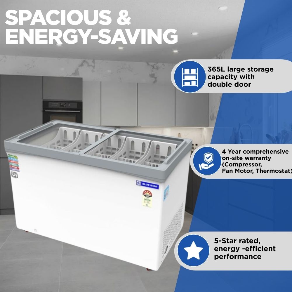 Blue Star GT5-410NP 365 Liter Glass Deep Freezer 5-Star rated ...